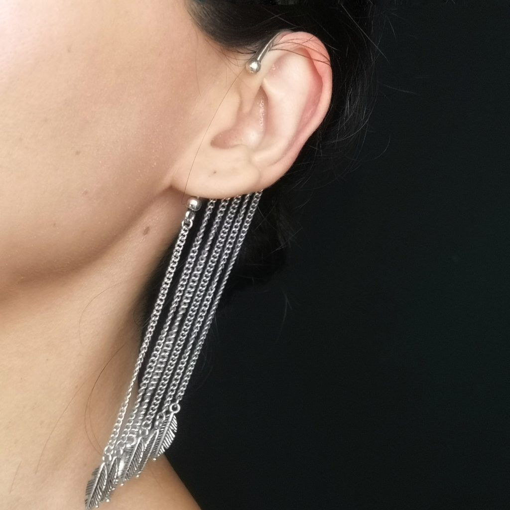 Feather & Chain Cascade Silver - HIPPIANA | Joyería Artesanal
